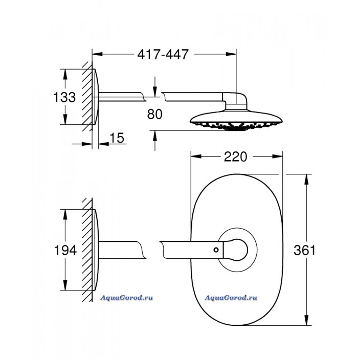 Верхний душ Grohe Rainshower SmartControl 360 DUO белый с душевым ...